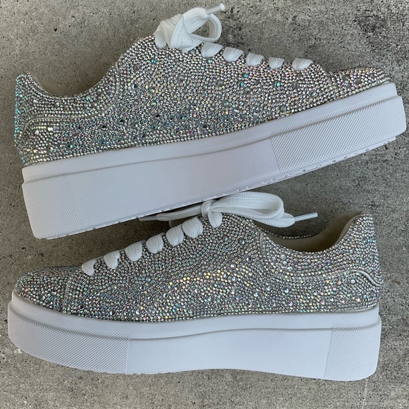 Yellow Box | Shoes | Rhinestone Encrusted Tennis With Functional Laces ...